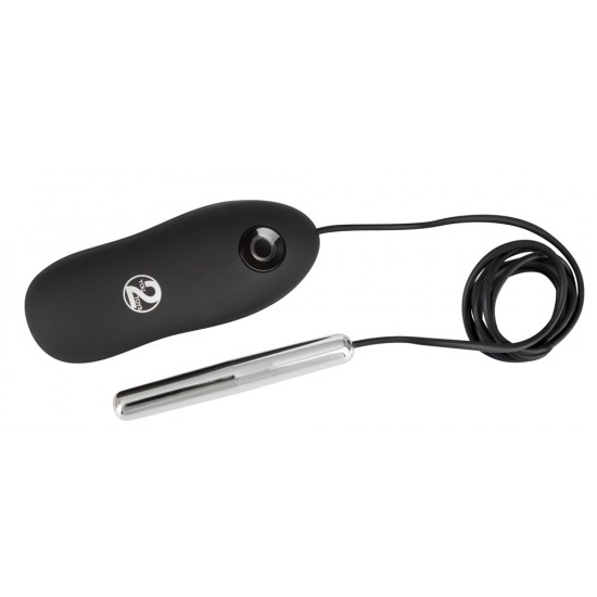 Vibrating bullet in long, narrow design with a remote control on a wire ...