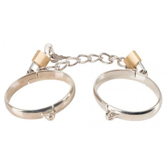 Beautifully classic oval handcuffs with a connection chain (14 cm long ...