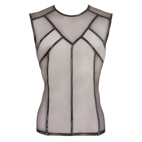 Tight-fitting shirt (slim fit) made out of transparent powernet. With ...